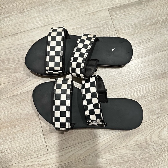 Vans | Shoes | Vans Checkered Black And White Slide Sandals | Poshmark